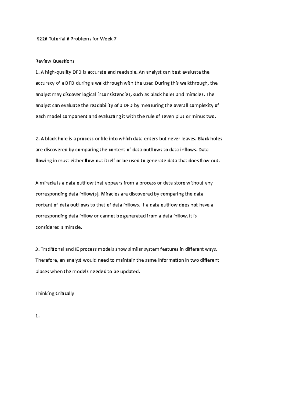 Week7 - tuorial - IS226 Tutorial 6 Problems for Week 7 Review ...
