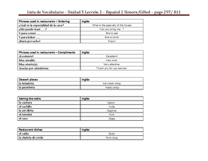 Practice activity Chapter 5 - más práctica Lección 5 Contextos 1 ...