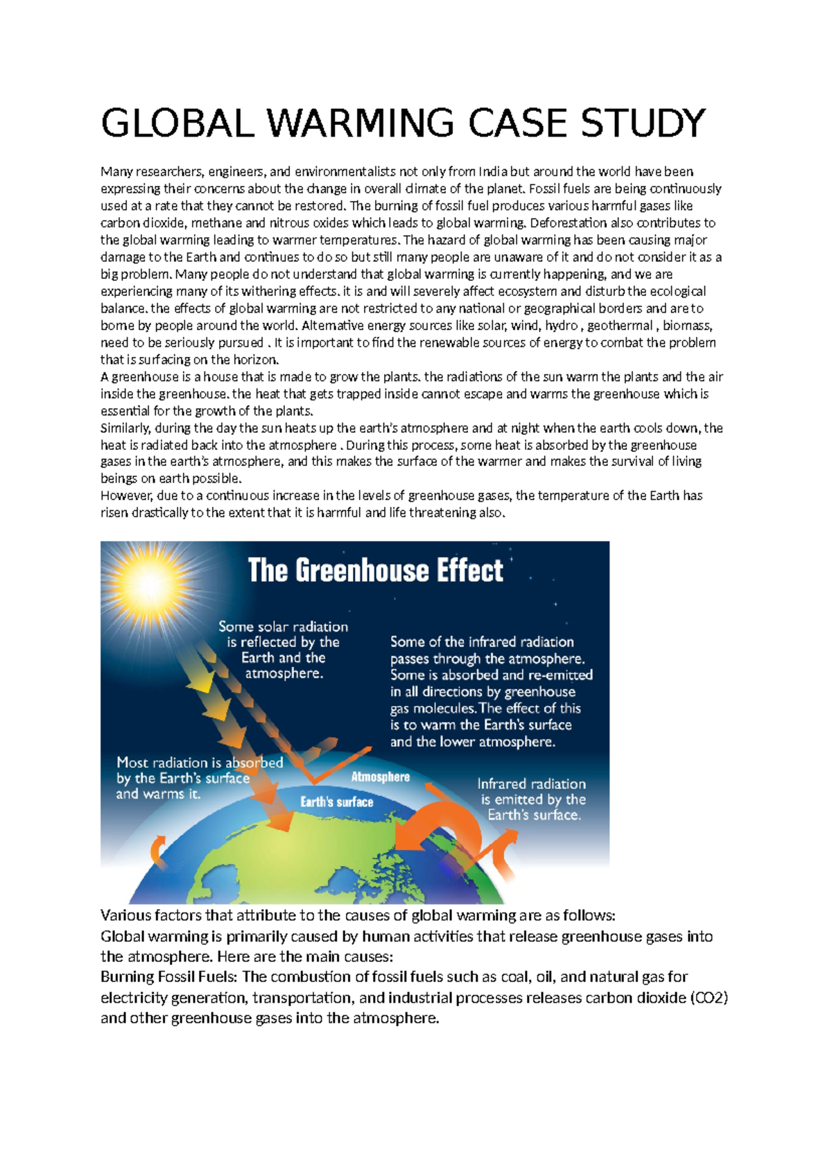 Doc1 - GLOBAL WARMING CASE STUDY Many researchers, engineers, and ...
