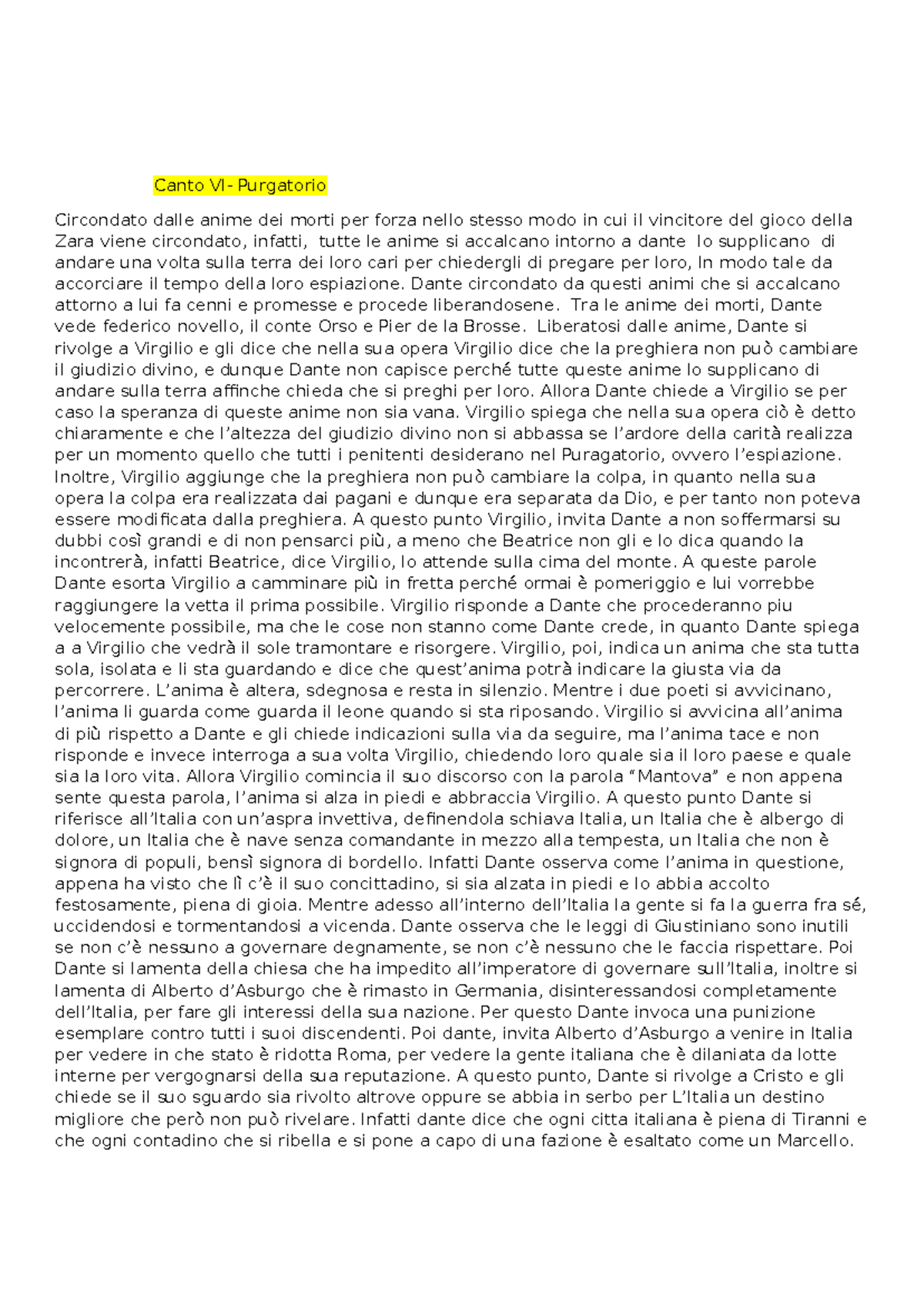Canto VI - PURGATORIO - Canto VI- Purgatorio Circondato dalle anime dei ...