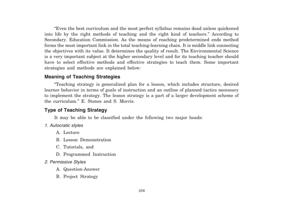 Teaching strategies - Environmental Studies - Studocu