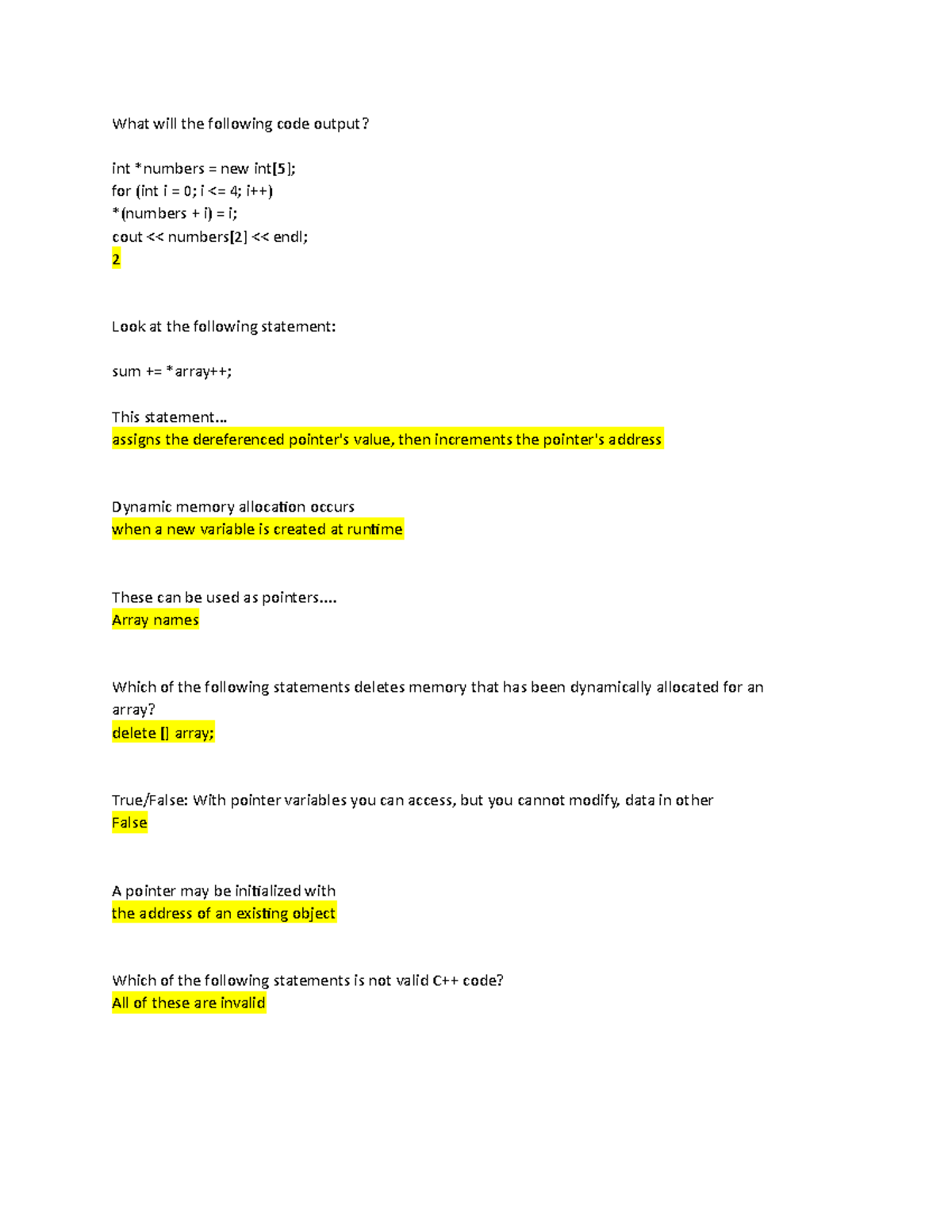 Studyset 13 - CSCI1923 - What will the following code output? int ...