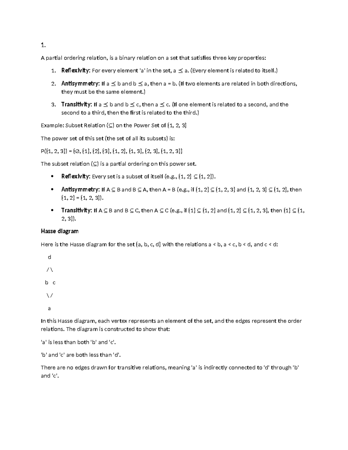 Math1302 Math Assignment Unit 6 - 1. A partial ordering relation, is a binary relation on a set ...