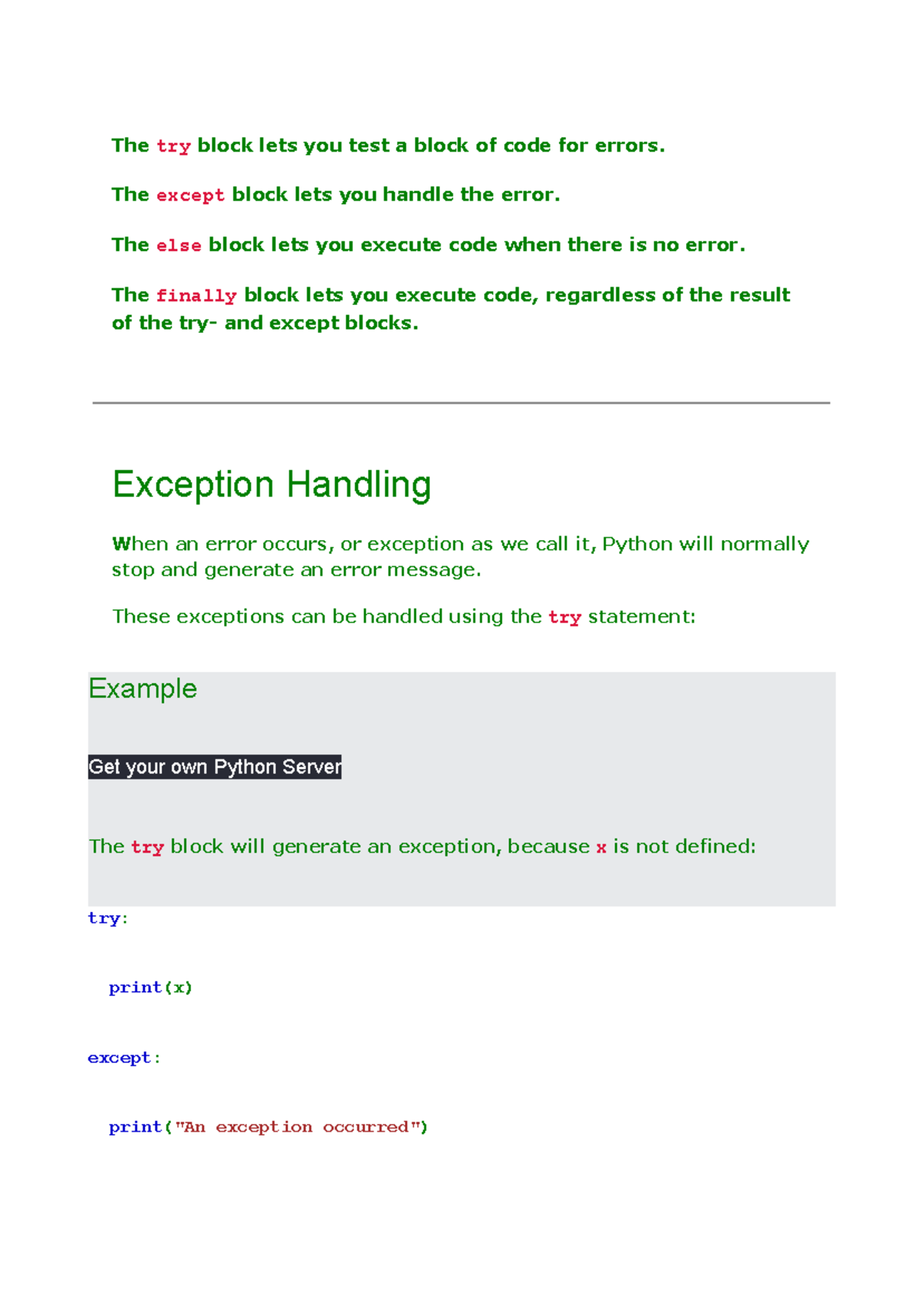 Python Notes Cmsc 201 48 The Try Block Lets You Test A Block Of Code For Errors The Except