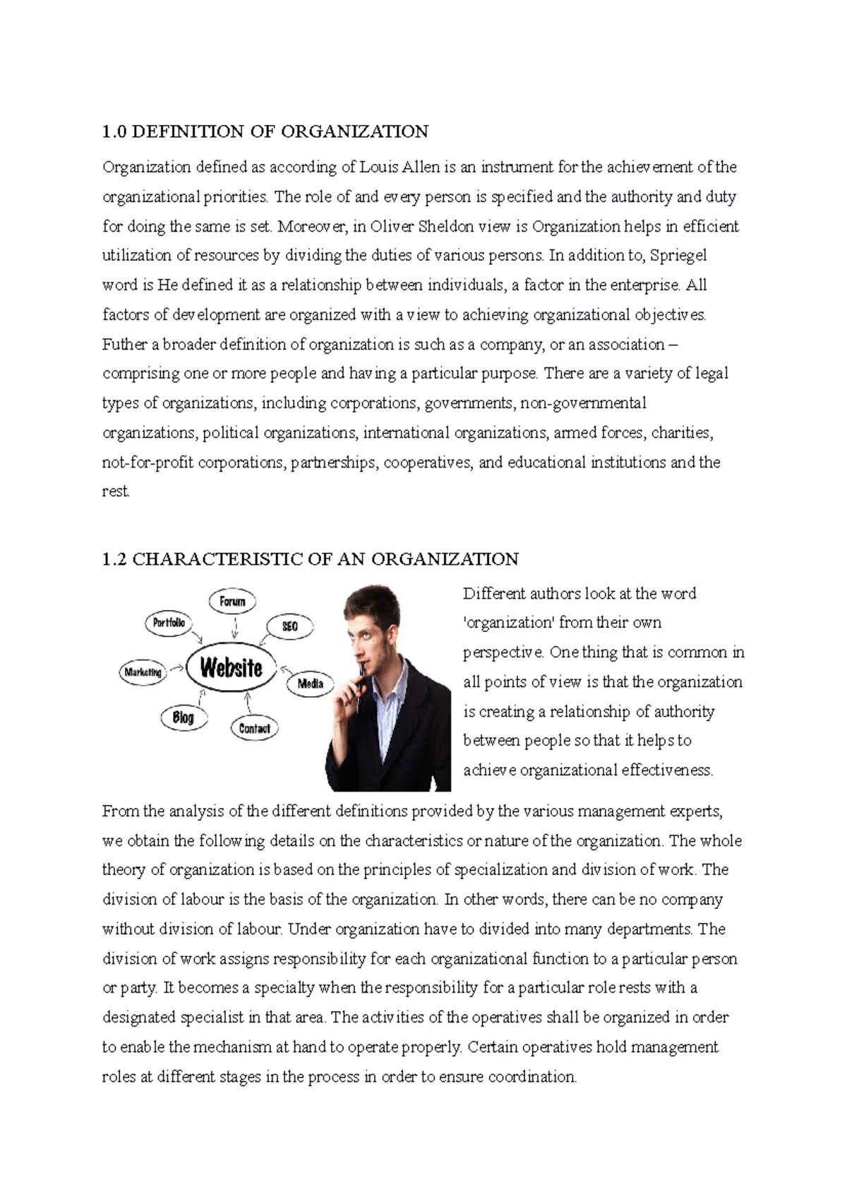 Introduction Organization MOHR - 1 DEFINITION OF ORGANIZATION ...