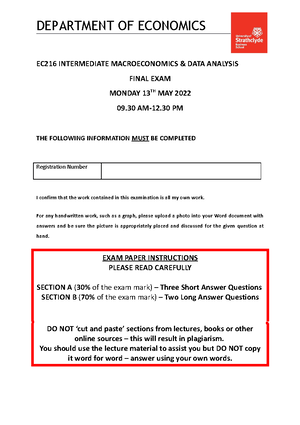 EC 216 Tutorial # 2 2021 - EC 216 Intermediate Macroeconomics ...