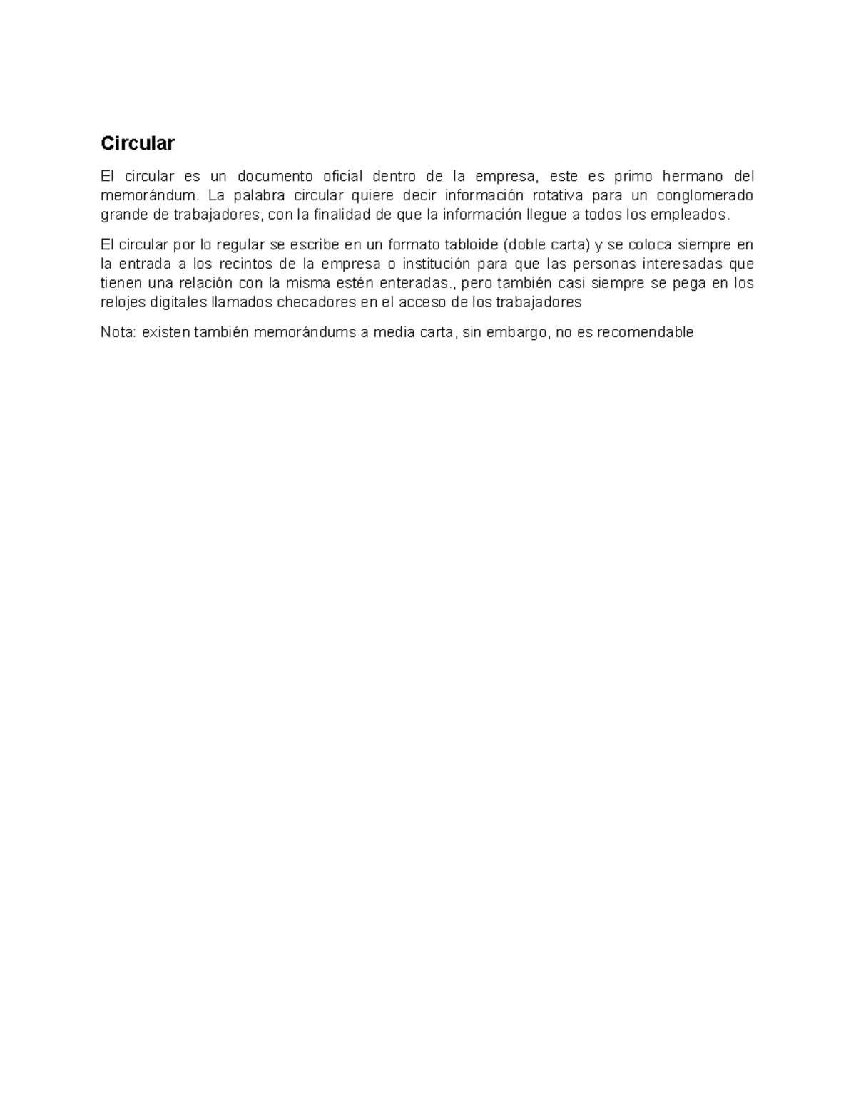 Circular - buena - Circular El circular es un documento oficial dentro ...