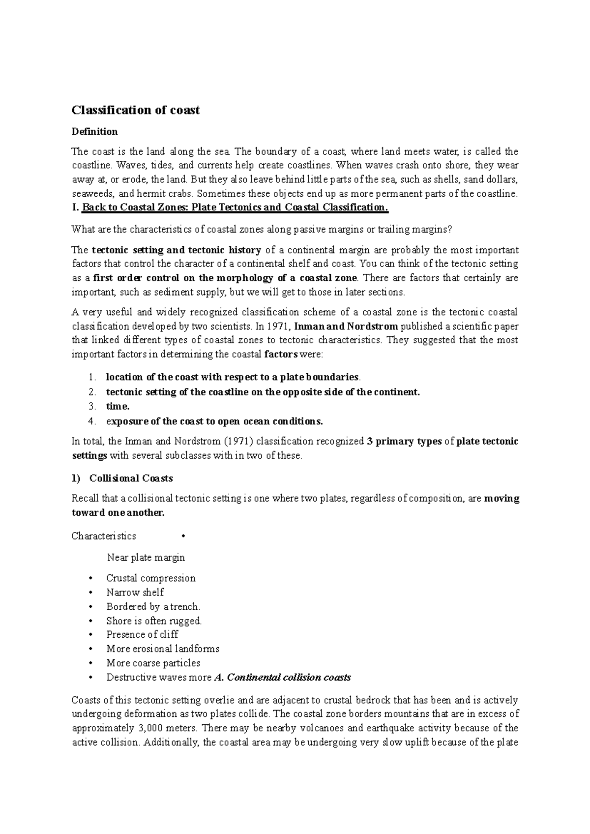 Classification of coast 1 - Classification of coast Definition The ...