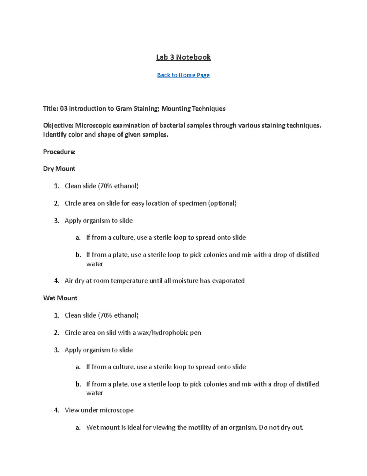 Lab 3 - lab assignment - bio 171 - Geneva - Studocu