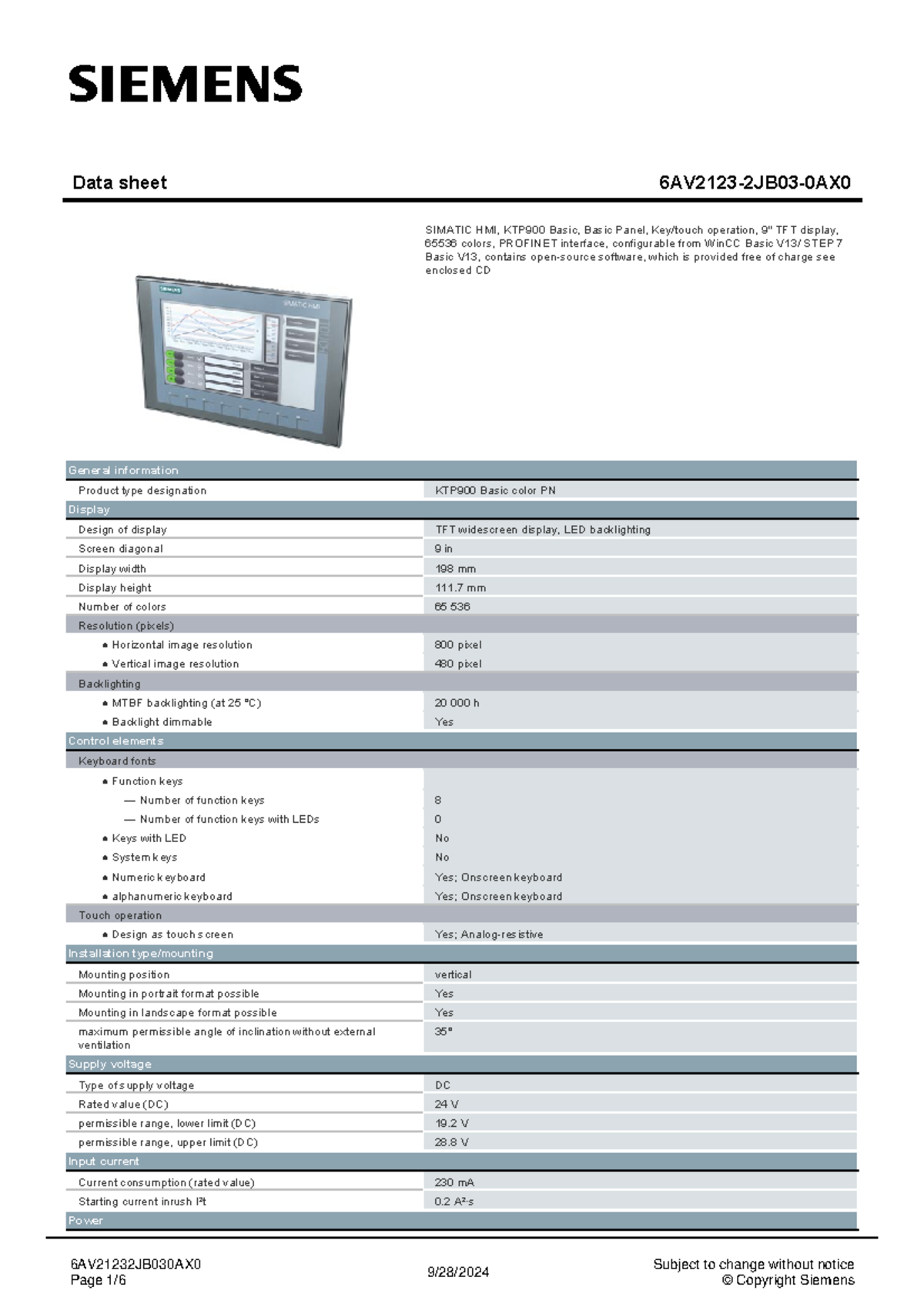 6AV21232 JB030AX0 datasheet en - Data sheet 6AV2123-2JB03-0AX SIMATIC ...