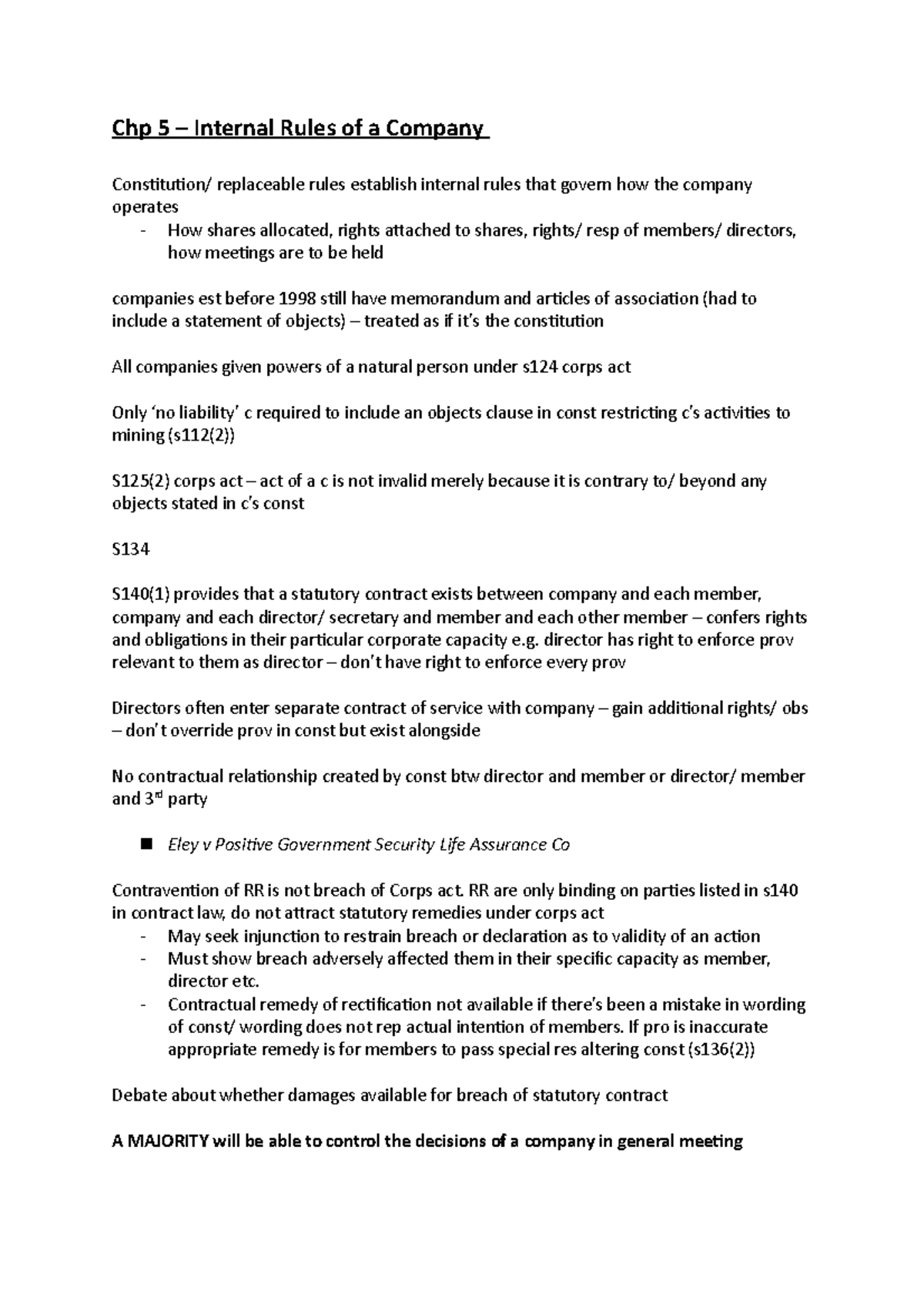 Chp5 Internal rules of a company - Chp 5 – Internal Rules of a Company ...