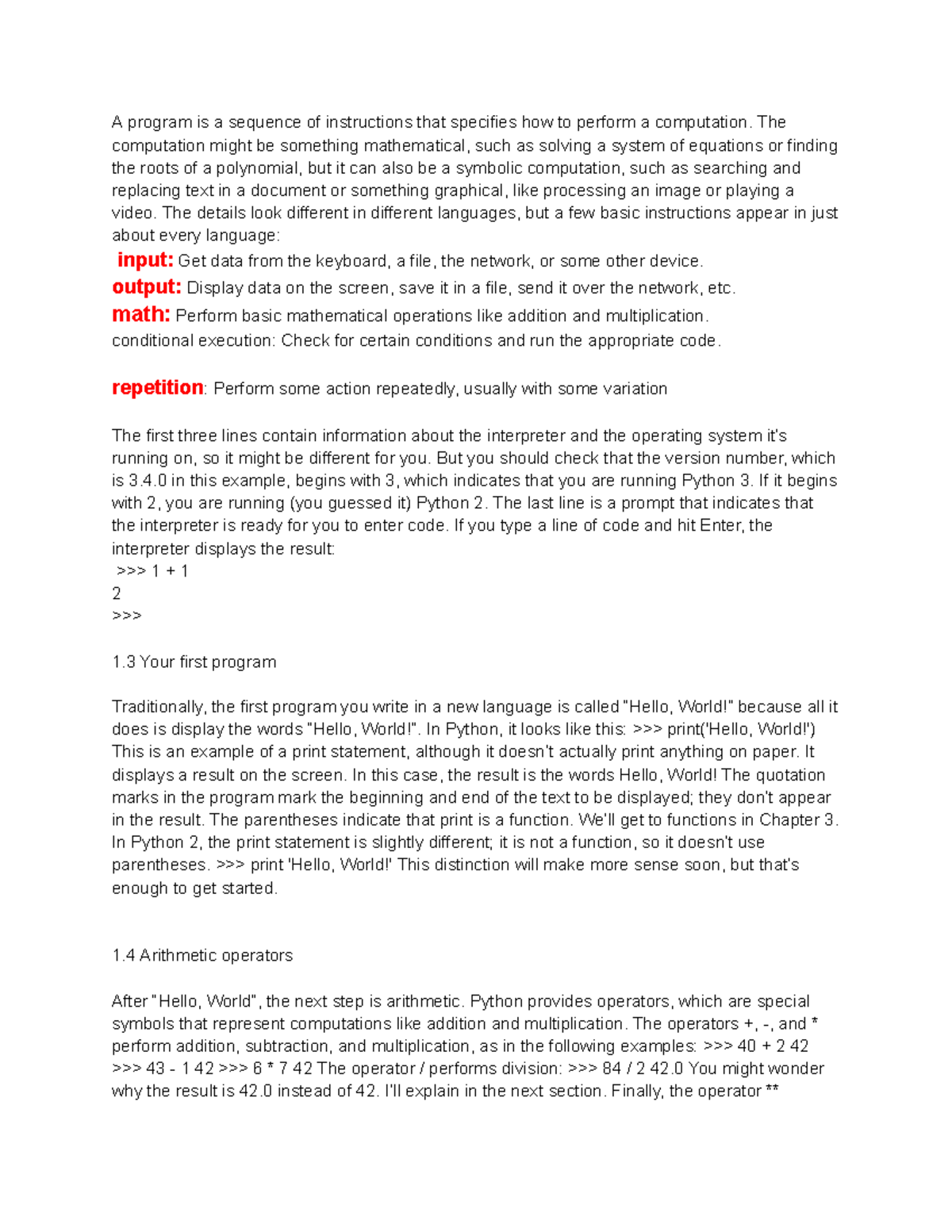 Unit 1 programming with Diccusion Assignment - A program is a sequence ...