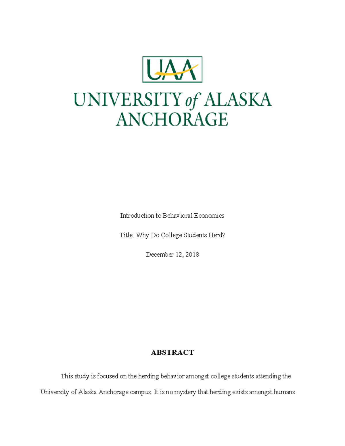 Herding 2 paper - Introduction to Behavioral Economics Title: Why Do ...