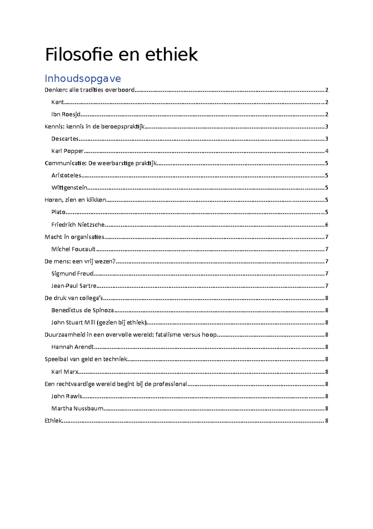 Filosofie en ethiek alle hoofdstukken samenvatting/aantekeningen ...