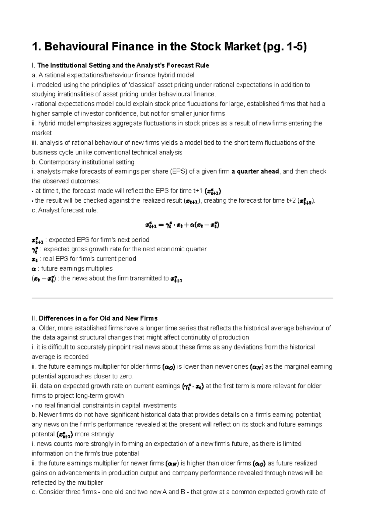 1. Behavioural Finance in the Stock Market (pg. 1-5) - 1. Behavioural ...