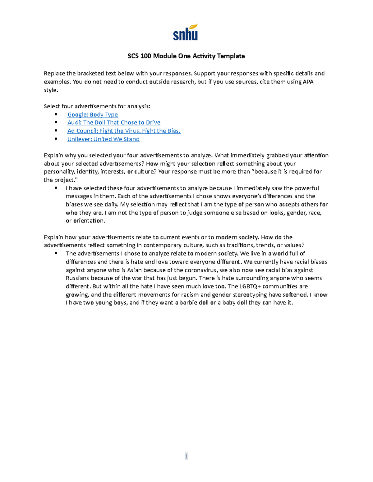 1-2 Activity - scs 100 - SCS 100 - SNHU - Studocu