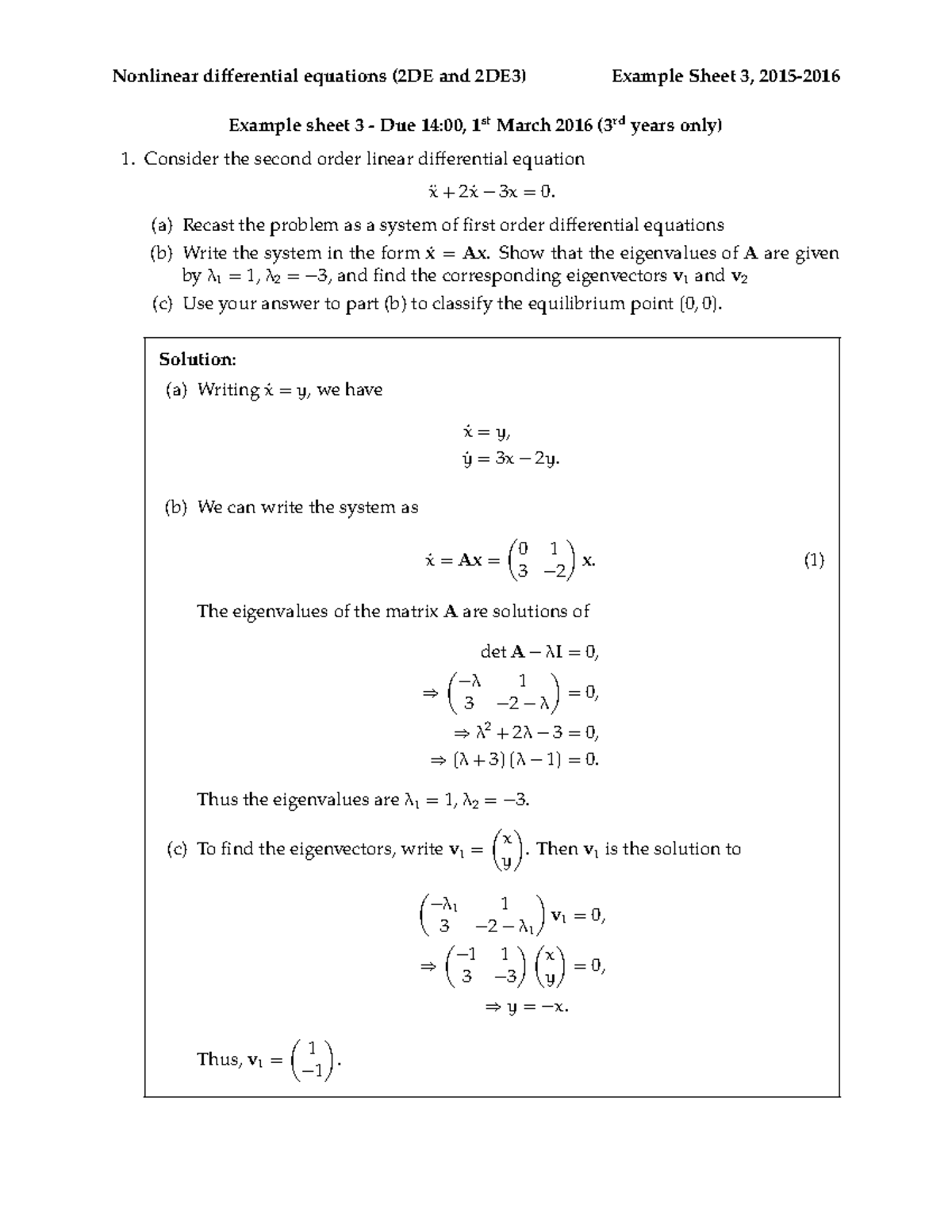 Example Sheet 03b - Nonlinear differential equations (2DE and 2DE3 ...