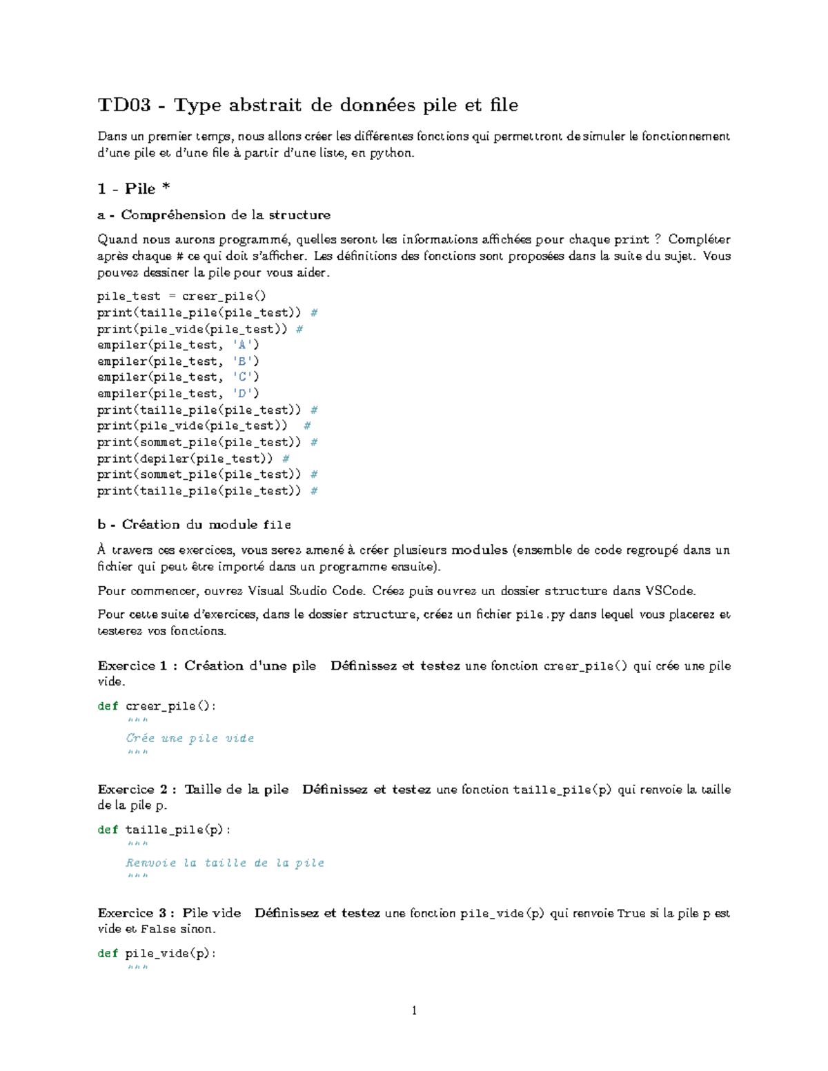 TD03A - Piles - une fiche - TD03 - Type abstrait de données pile et ...