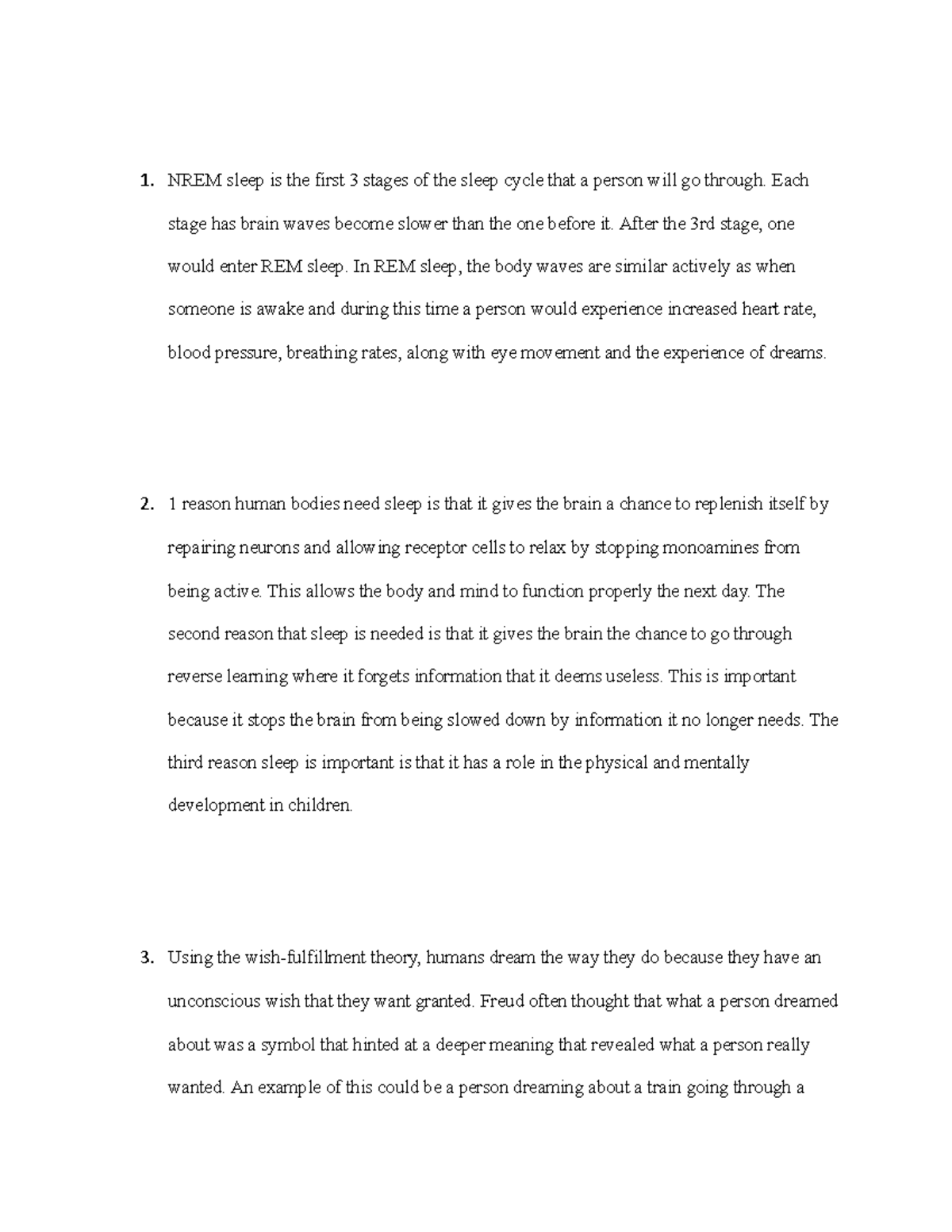 Chapter 4 Critical Thinking Questions NREM Sleep Is The First 3