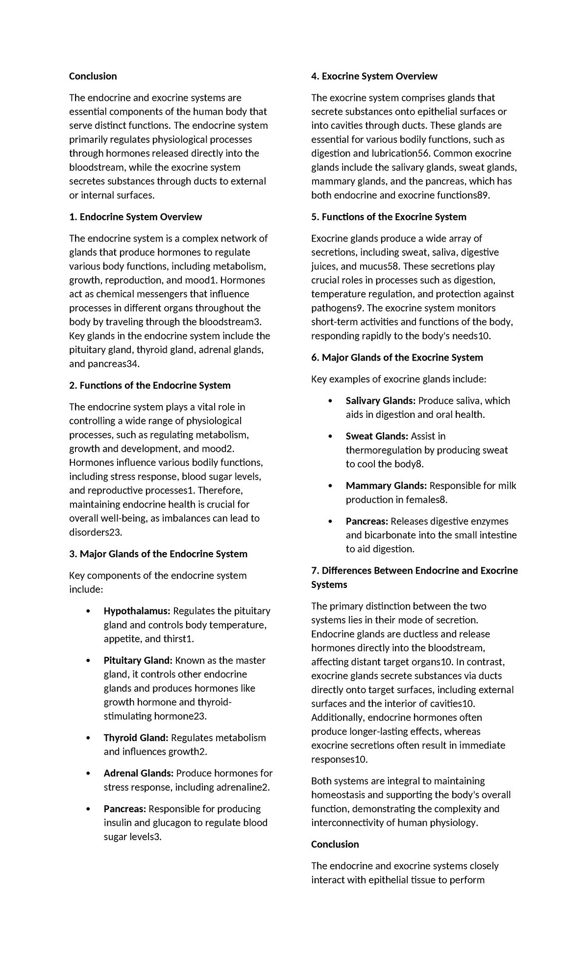 Endocrine and Exocrine System - Conclusion The endocrine and exocrine ...