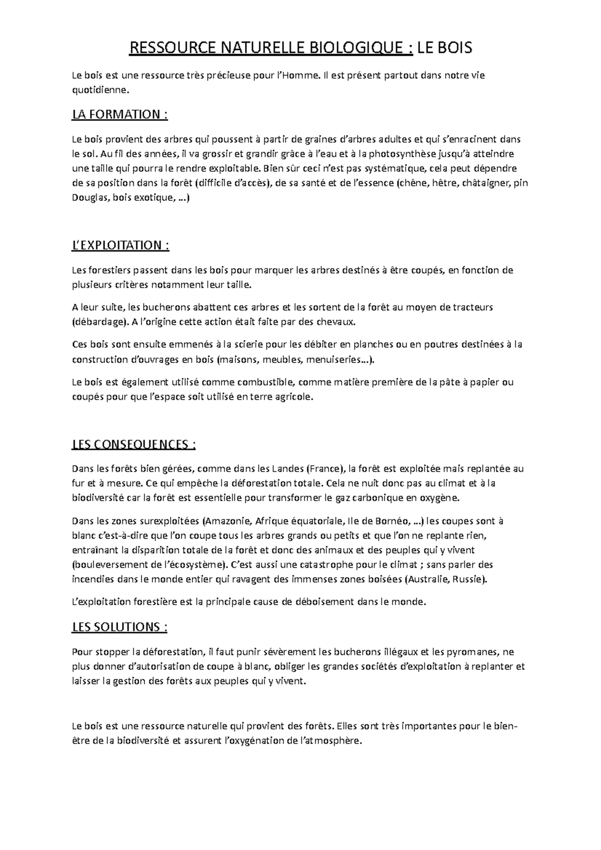 Ressource Naturelle Biologique - RESSOURCE NATURELLE BIOLOGIQUE : LE ...