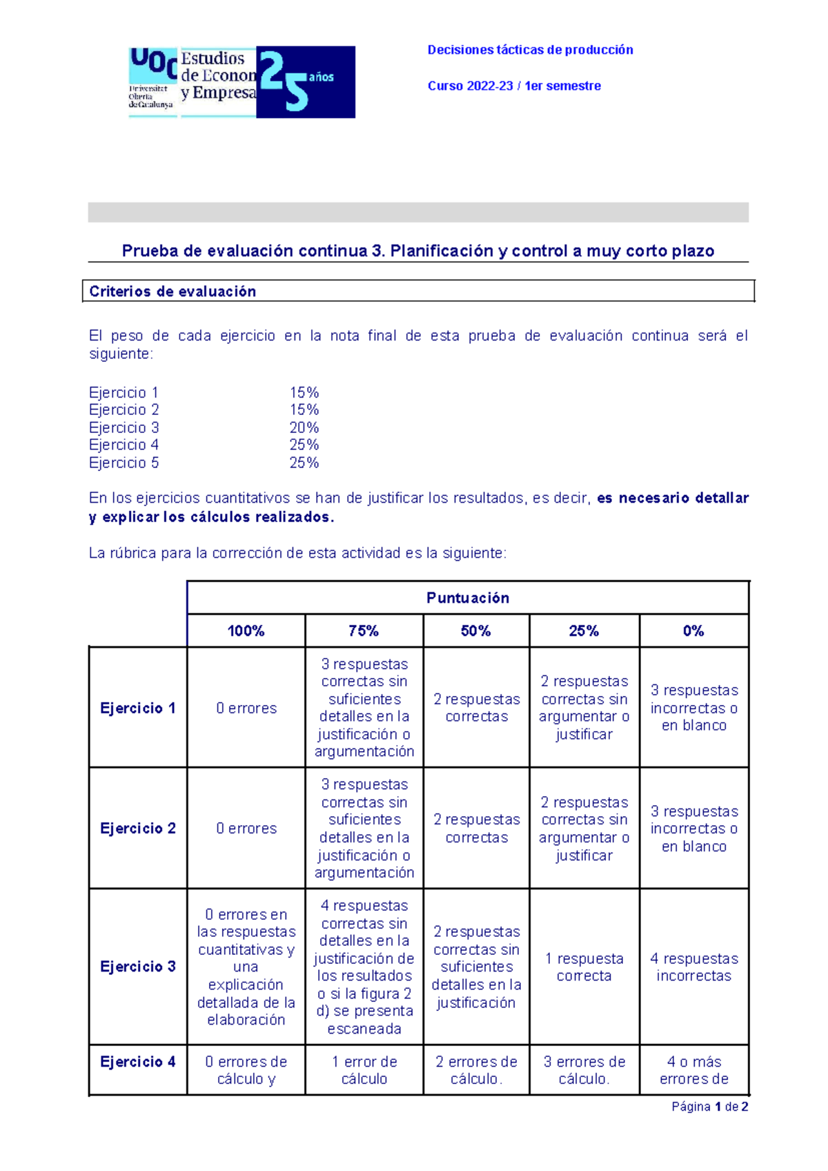 71515 20221 PEC3 - Pec 3 - Decisiones tácticas de producción Curso 2022-23 / 1er semestre Prueba ...