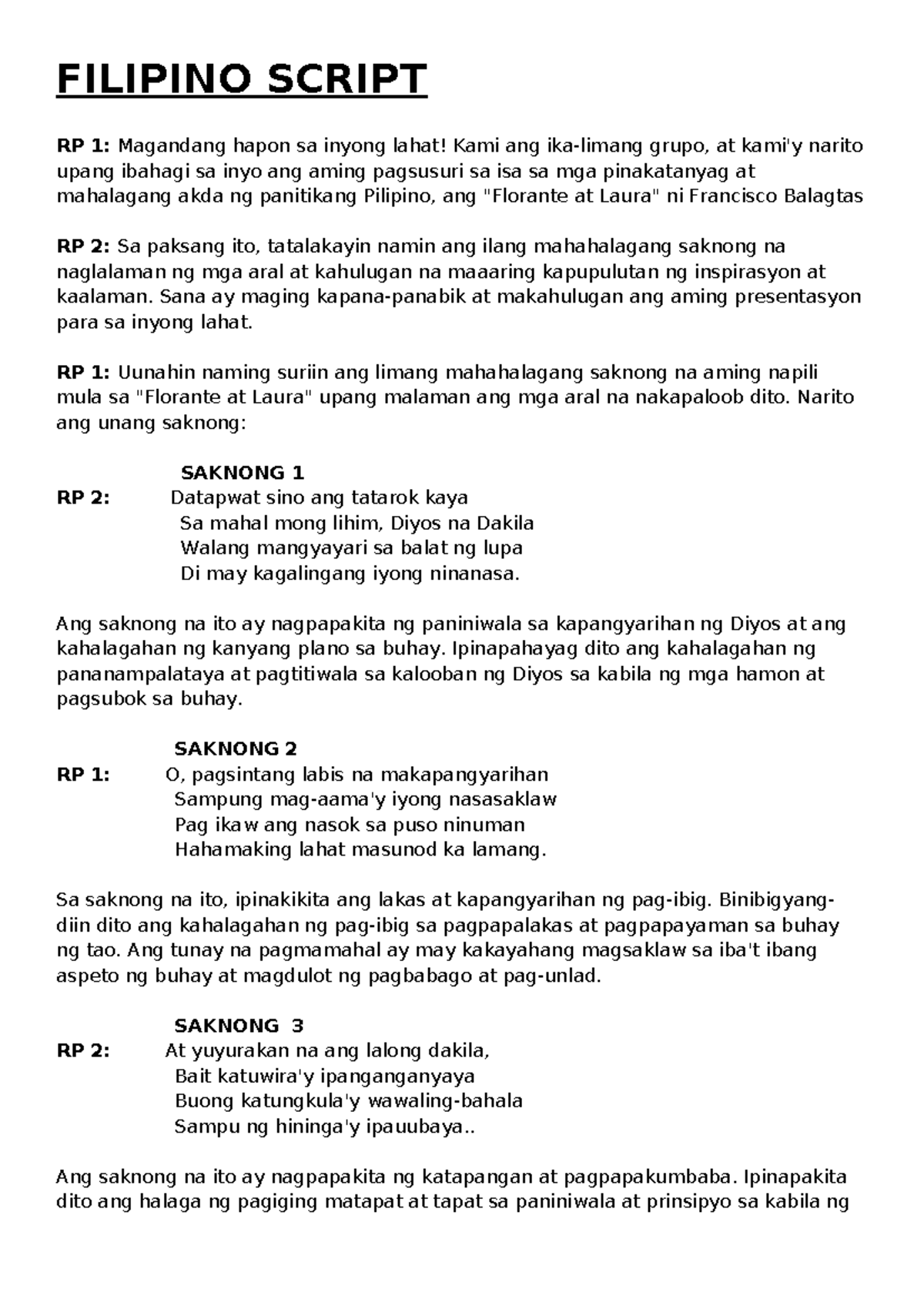 Filipino Script - sdc fa - FILIPINO SCRIPT RP 1: Magandang hapon sa ...
