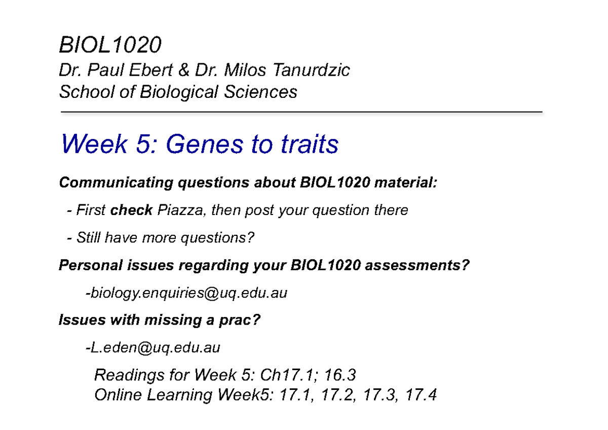 2021s1 BIOL1020 Week05 L+T studentcopy - BIOL Dr. Paul Ebert & Dr ...