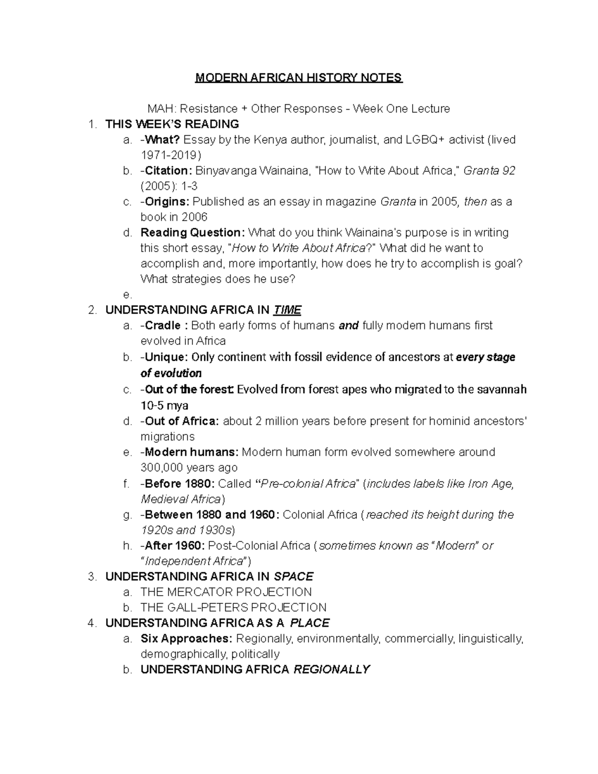 Modern African History Lecture Presentation Notes - MODERN AFRICAN ...