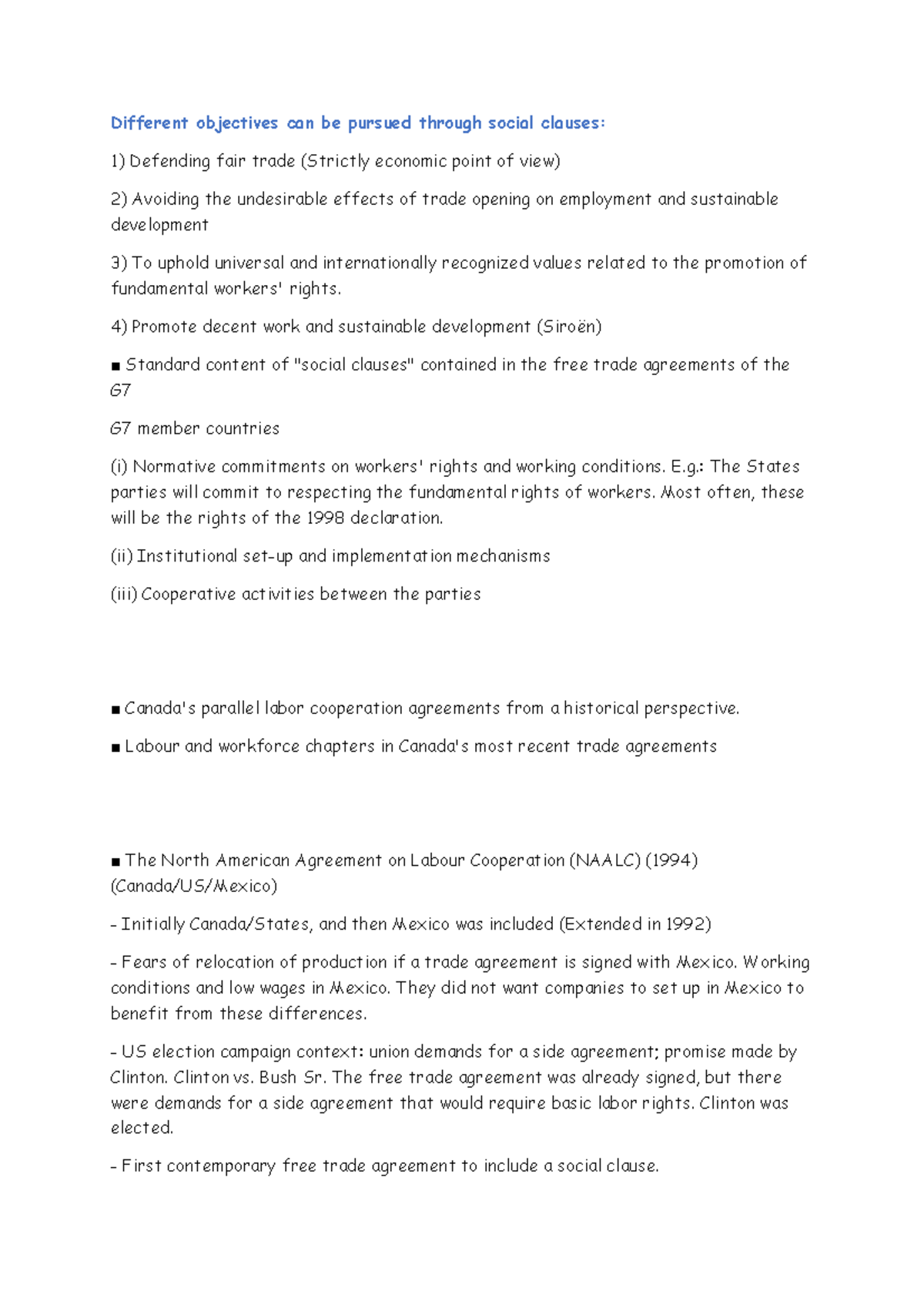 Different objectives can be pursued through social clauses 1 ...