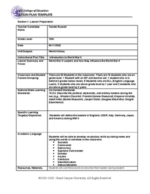 3-day unit plan template copy copy - Section 1: Lesson Preparation ...