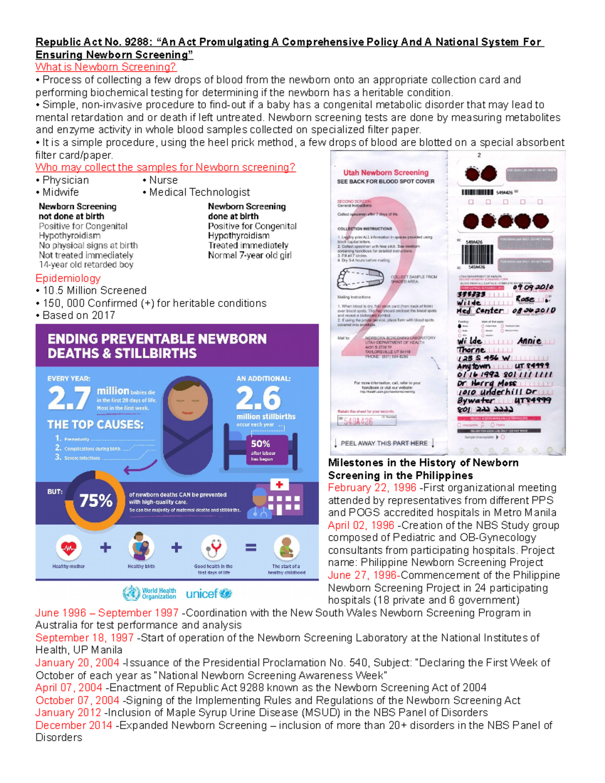 Newborn - Lecture notes 5 - Republic Act No. 9288: “An Act Promulgating ...