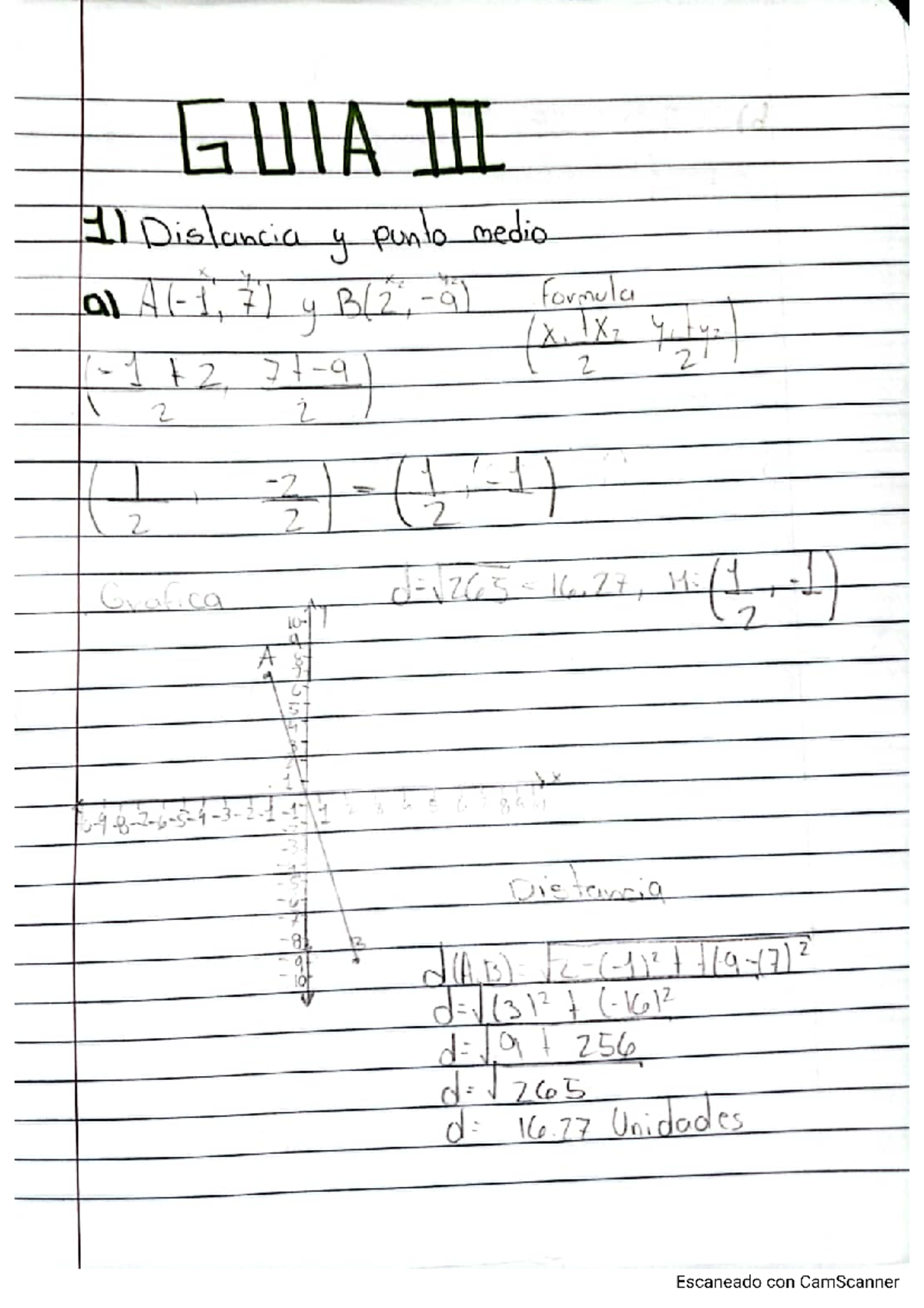 Guia III Matemáticas - De nada :D - GUIA (d 1) Dislancia y punlo medio ...