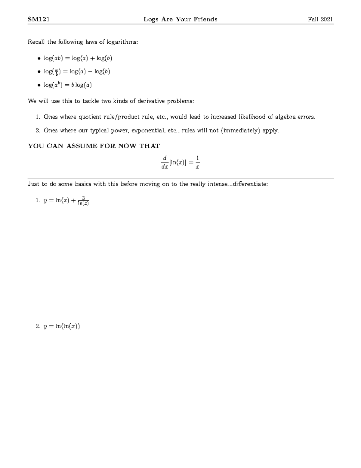 Logs - Logs are your friends. Notes on Logs - SM121 Logs Are Your ...