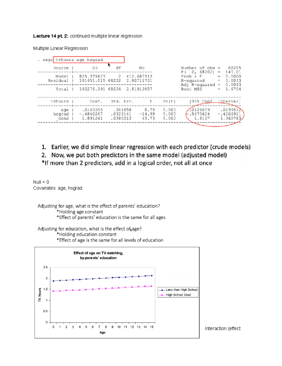 Lecture 14 pt 2 - Magid - Lecture 14 pt. 2: continued multiple linear regression Multiple Linear ...
