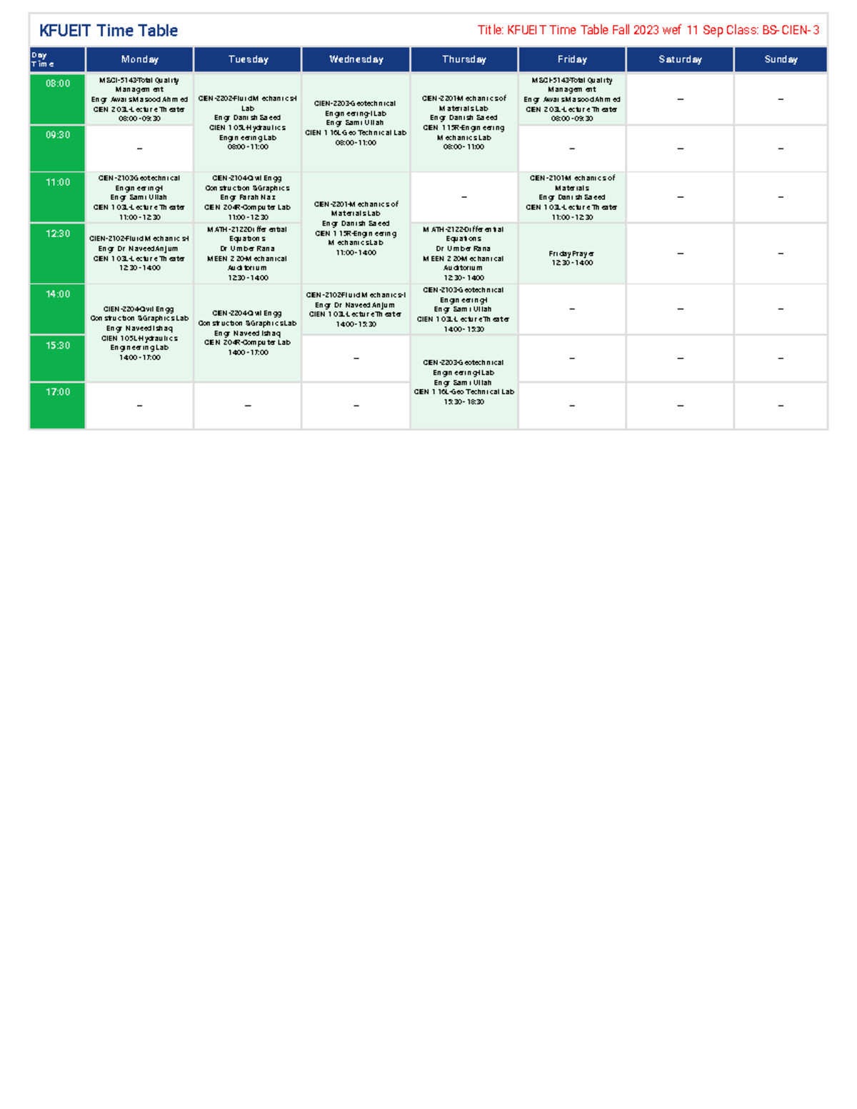 Mechanics of material - KFUEIT Time Table Title: KFUEIT Time Table Fall ...
