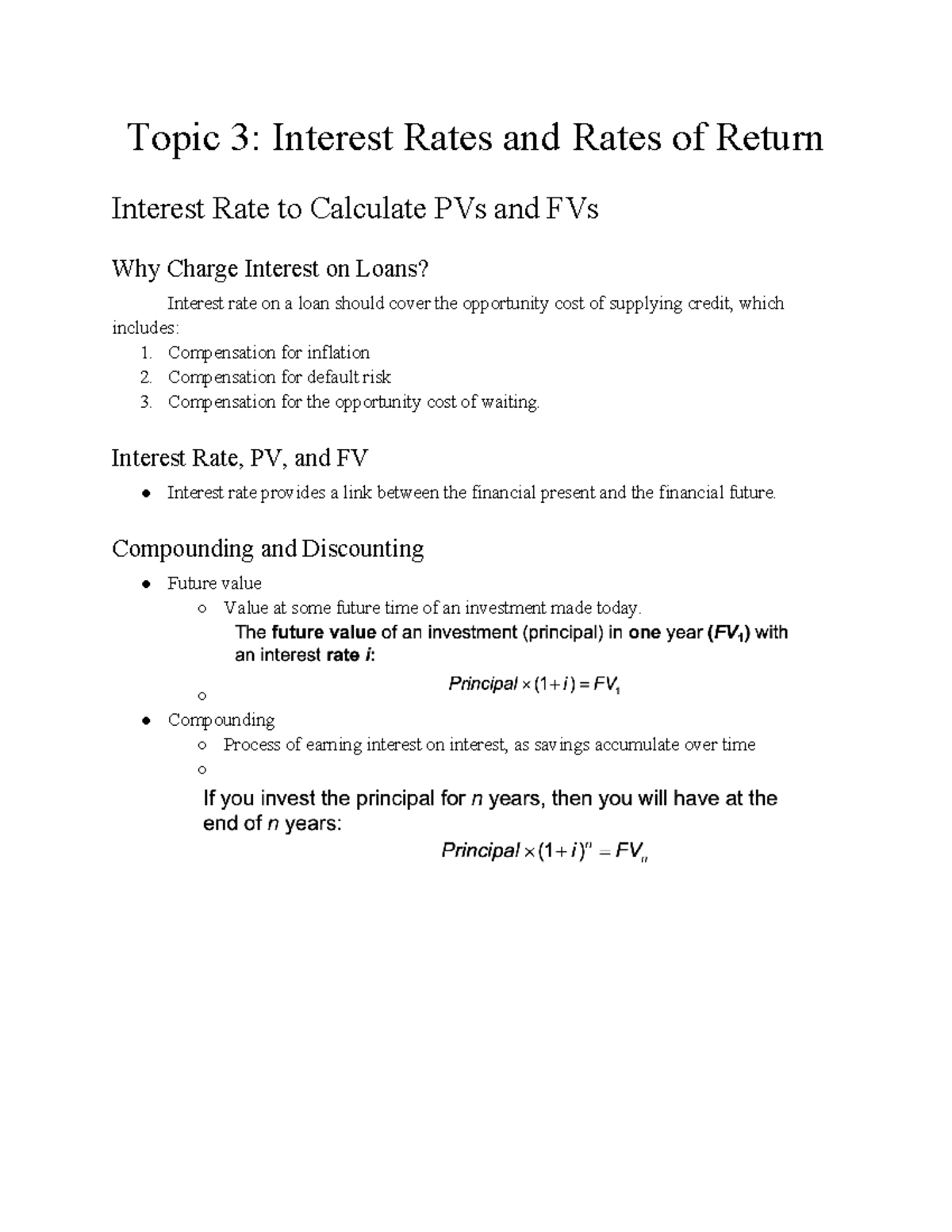 Topic 3 Interest Rates and Rates of Return - Topic 3: Interest Rates ...