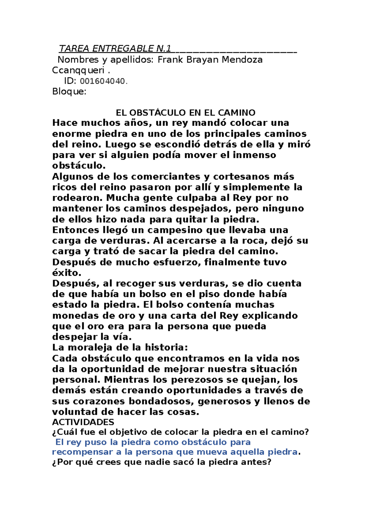 Entregable N1 .Frank Mendoza - TAREA ENTREGABLE N. Nombres y apellidos: Frank Brayan Mendoza ...