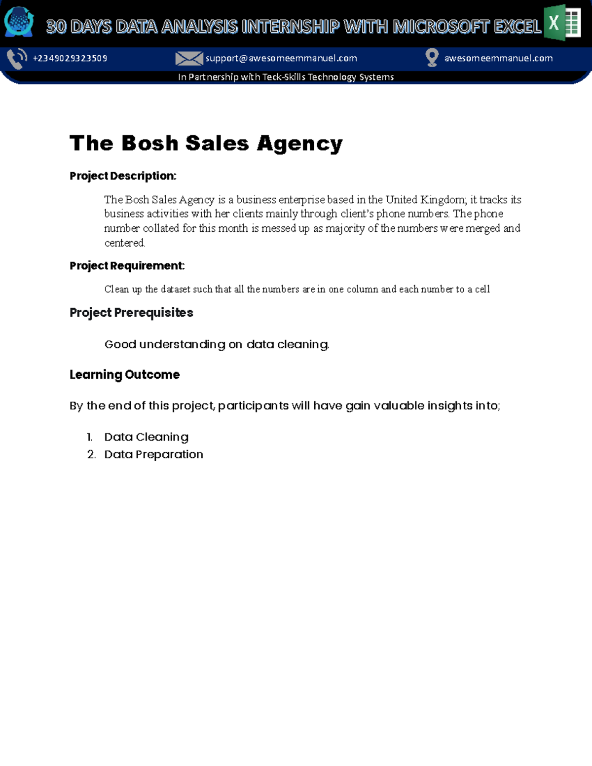 Project 1 The Bosh Sales Agency - The Bosh Sales Agency Project ...