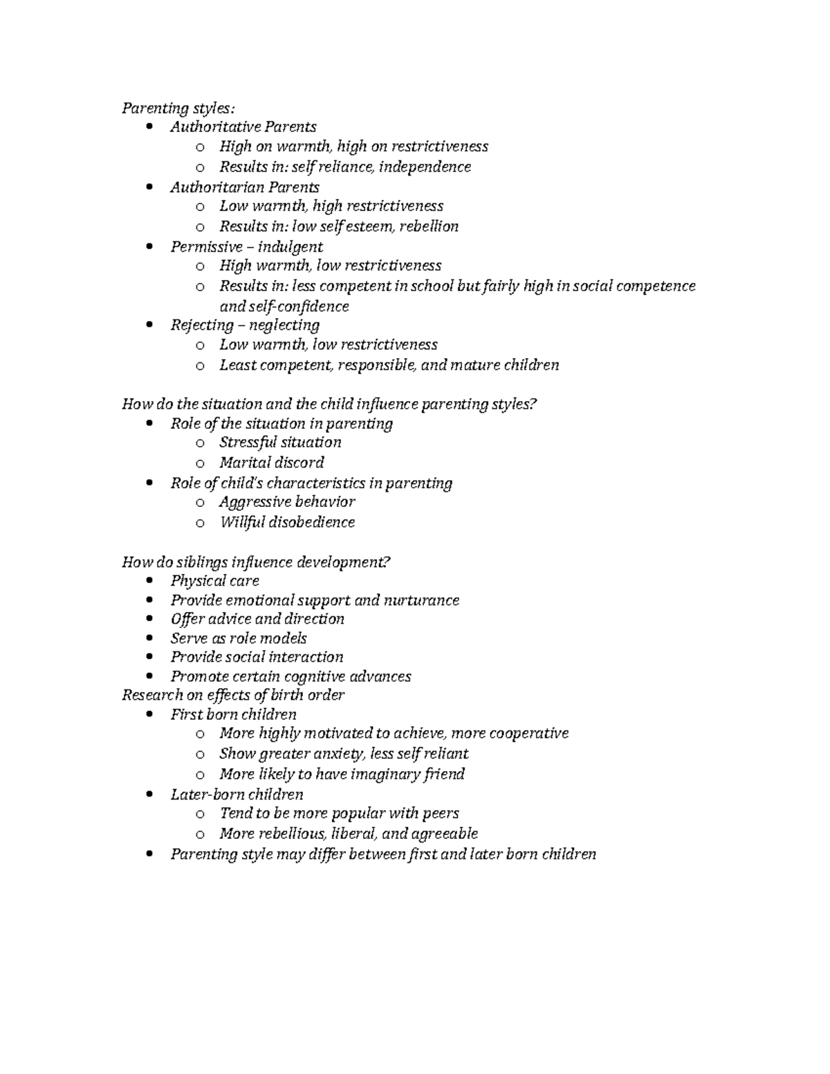 Parenting styles - Recieved an A in class - Parenting styles ...