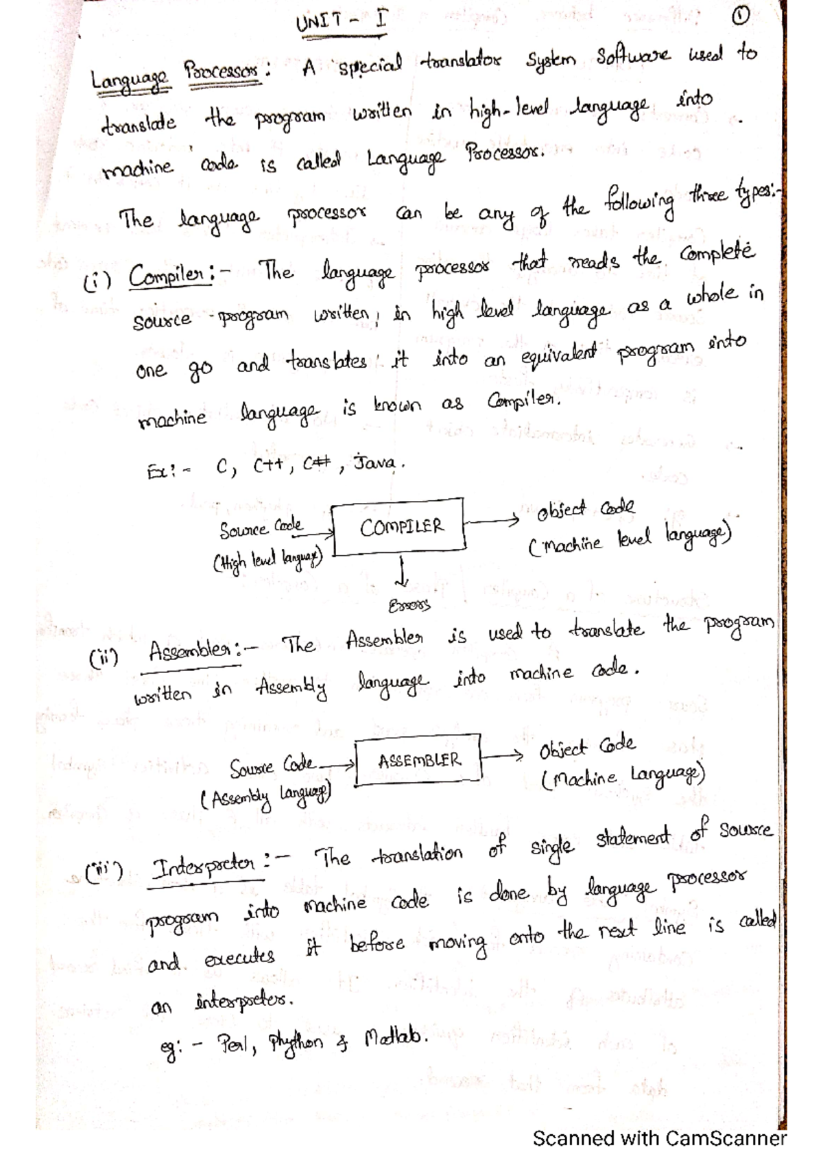 CD-Unit1-Notes - Compiler design unit 1 notes jntuh R18 regulation ...