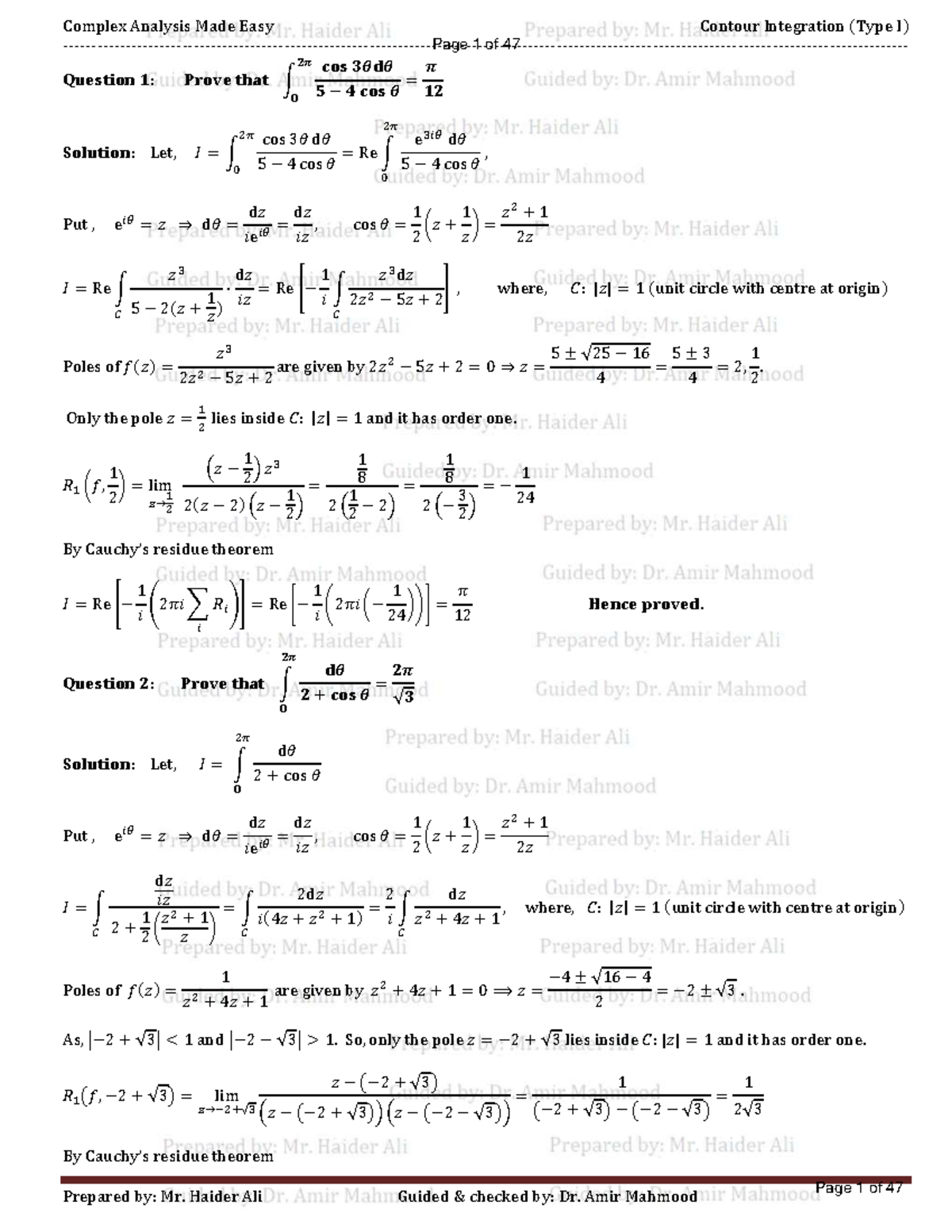 Complex analysis made easy contour inregration type i ii iii iv v ...
