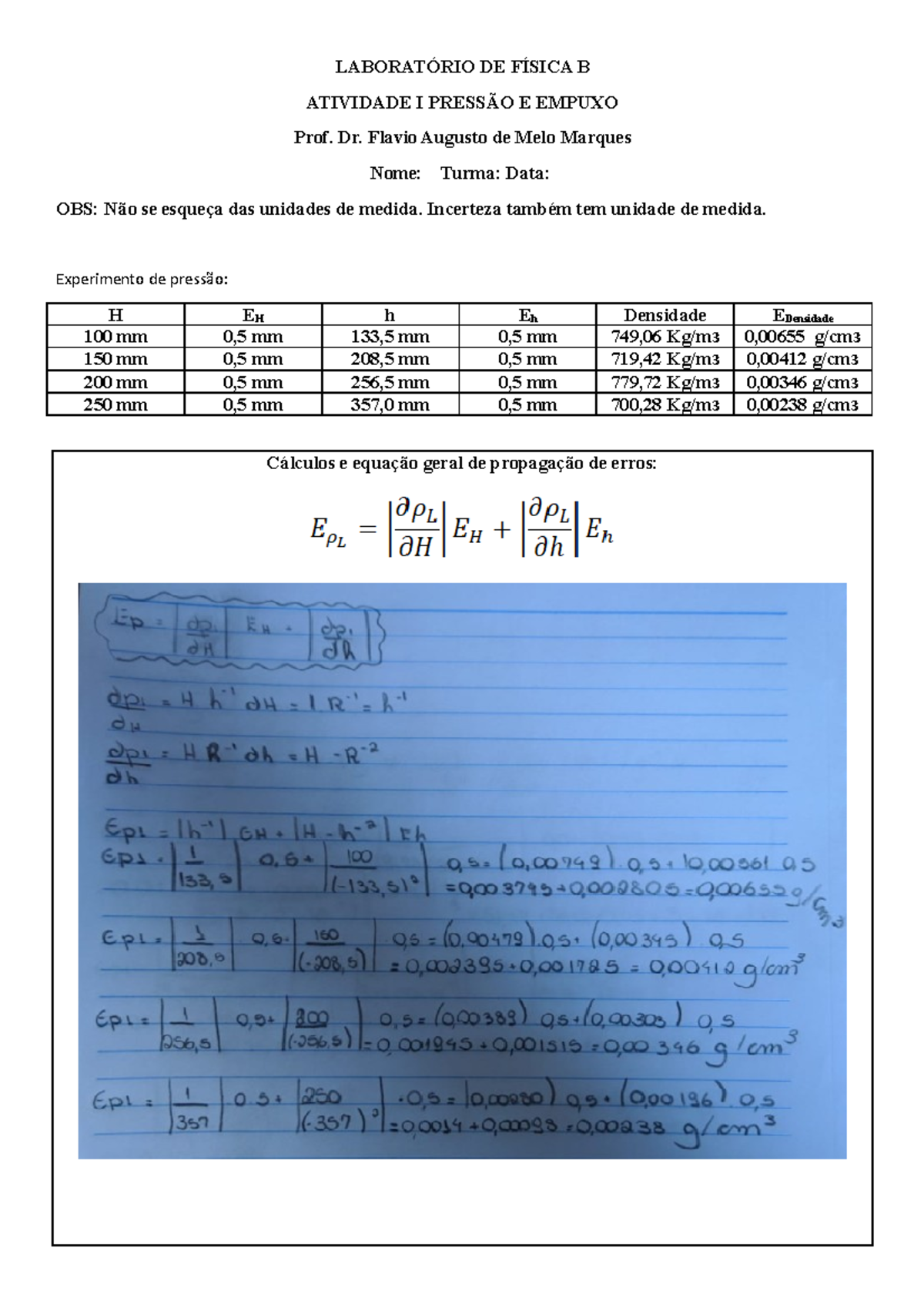 Atividade 1 DE MATEMATICA DFFFFFF - LABORATÓRIO DE FÍSICA B ATIVIDADE I ...