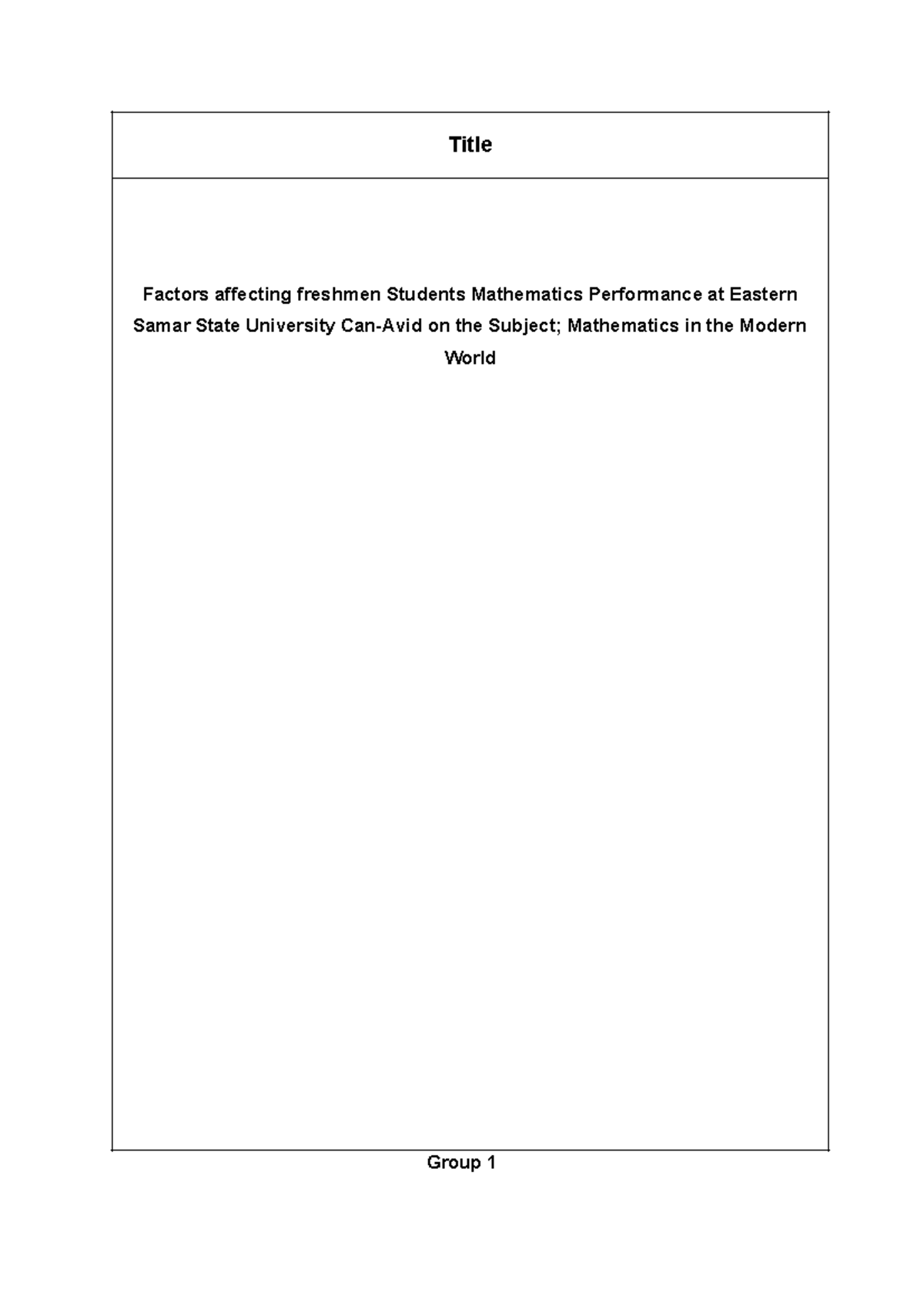 Matrix - for reporting - Title Factors affecting freshmen Students ...