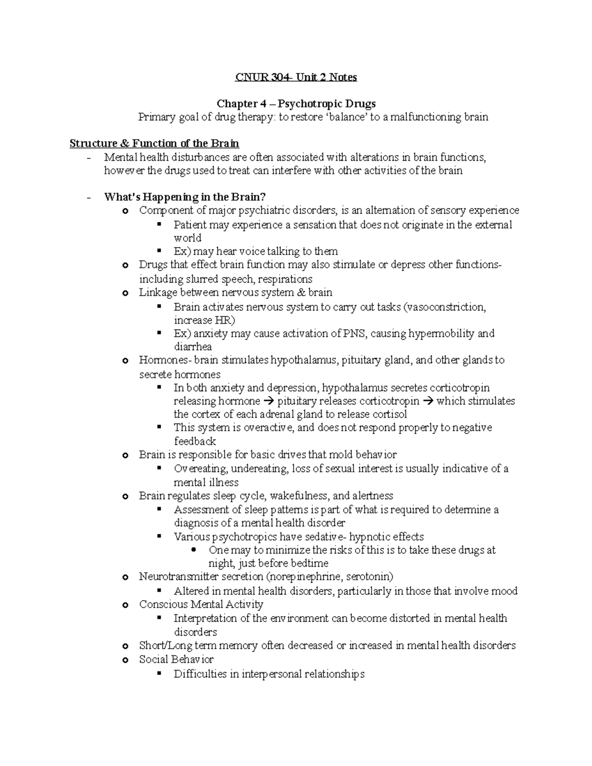 CNUR 304- Unit 2 Notes - Shane Brody is the professor. - CNUR 304- Unit ...