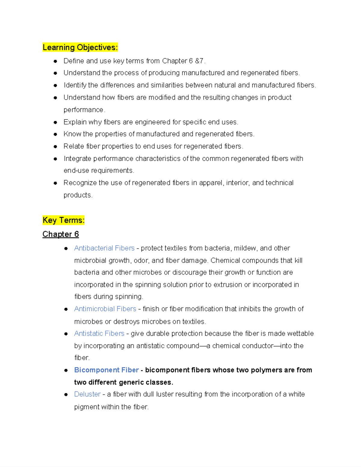 Textiles ch. 6&7 - textbook notes - Learning Objectives: Define and use ...