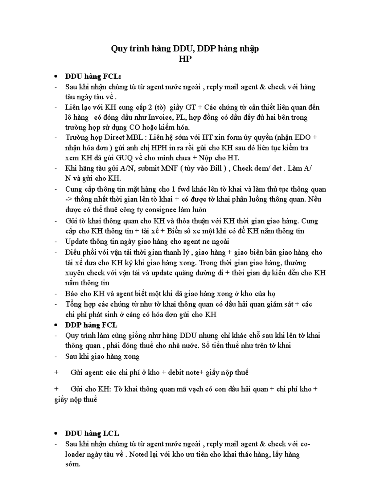 Quy trình hàng DDU, DDP - Quy trình hàng DDU, DDP - Quy trình hàng DDU, DDP hàng nhập HP DDU ...