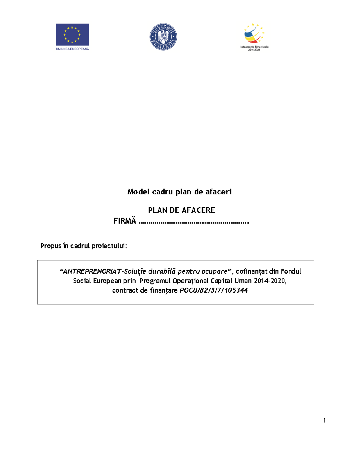 Anexa 23 Model plan afaceri - Model cadru plan de afaceri PLAN DE ...
