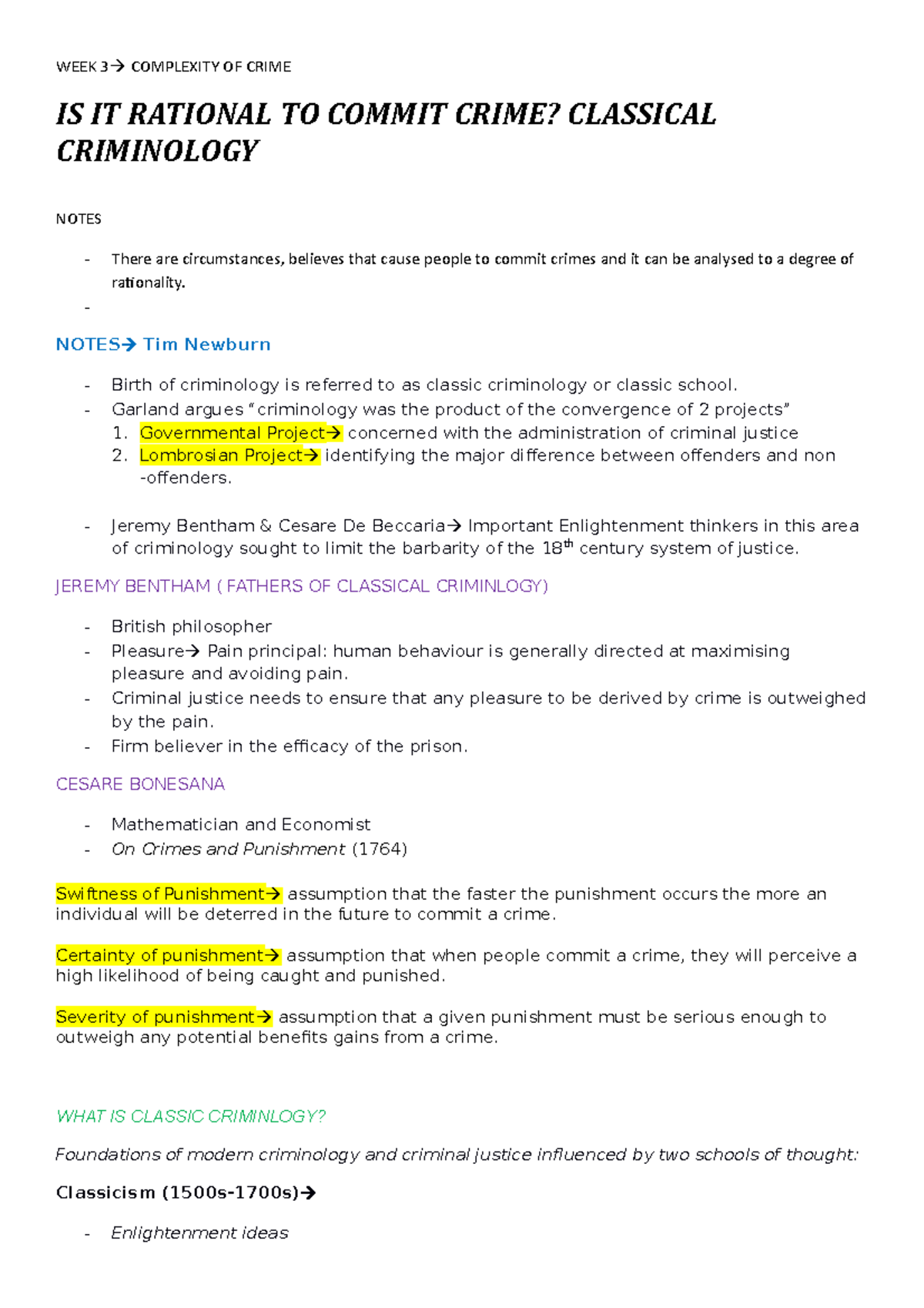 WEEK 3 Classic CRIM - WEEK 3 COMPLEXITY OF CRIME IS IT RATIONAL TO ...