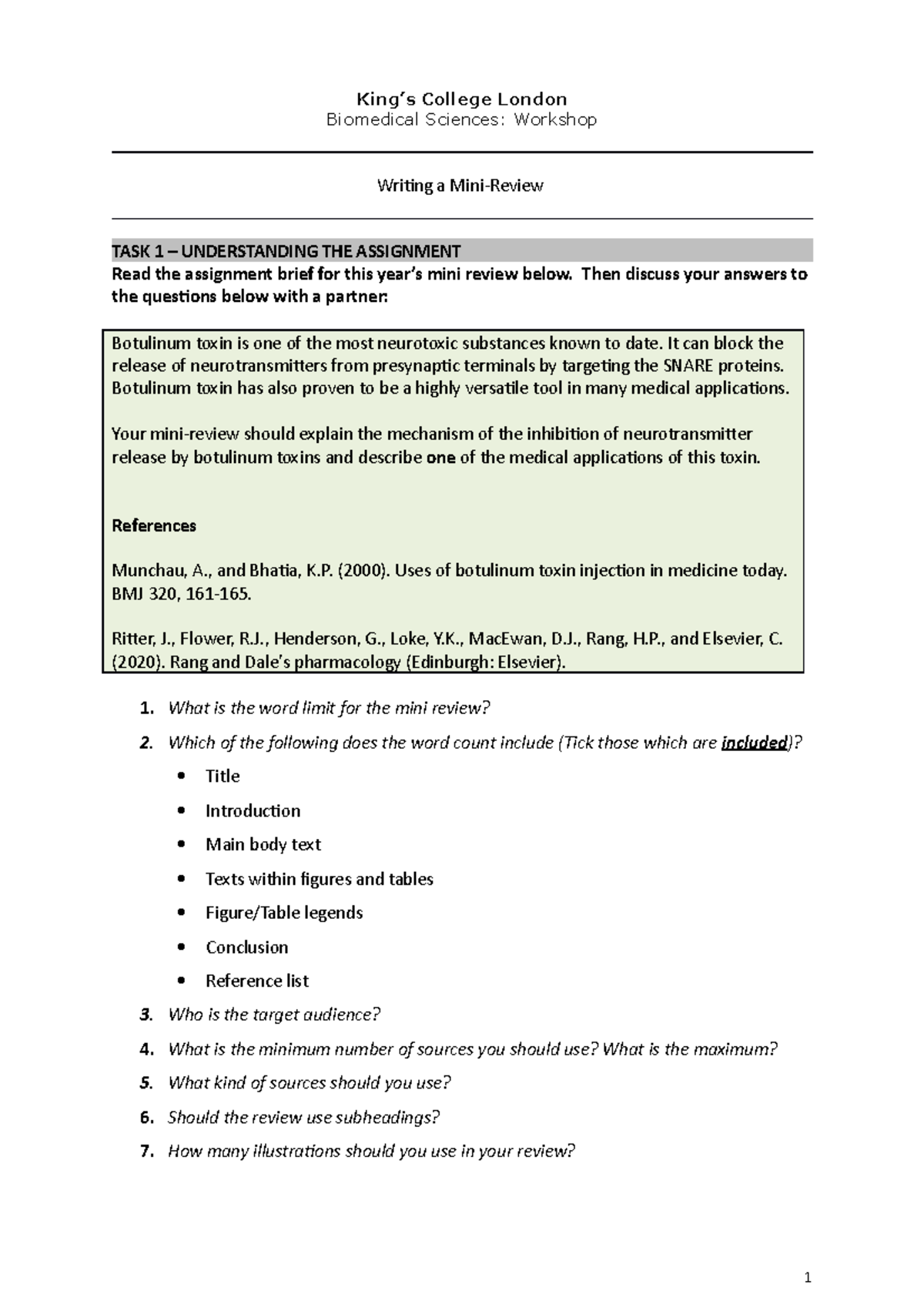 Study Skills - Biosciences - Workshop for writing a mini-review 2021 ...